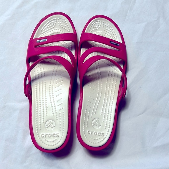CROCS | Shoes | Crocs Women Wedge Sandals Shoes Size 9 W Hot Pink Used ...